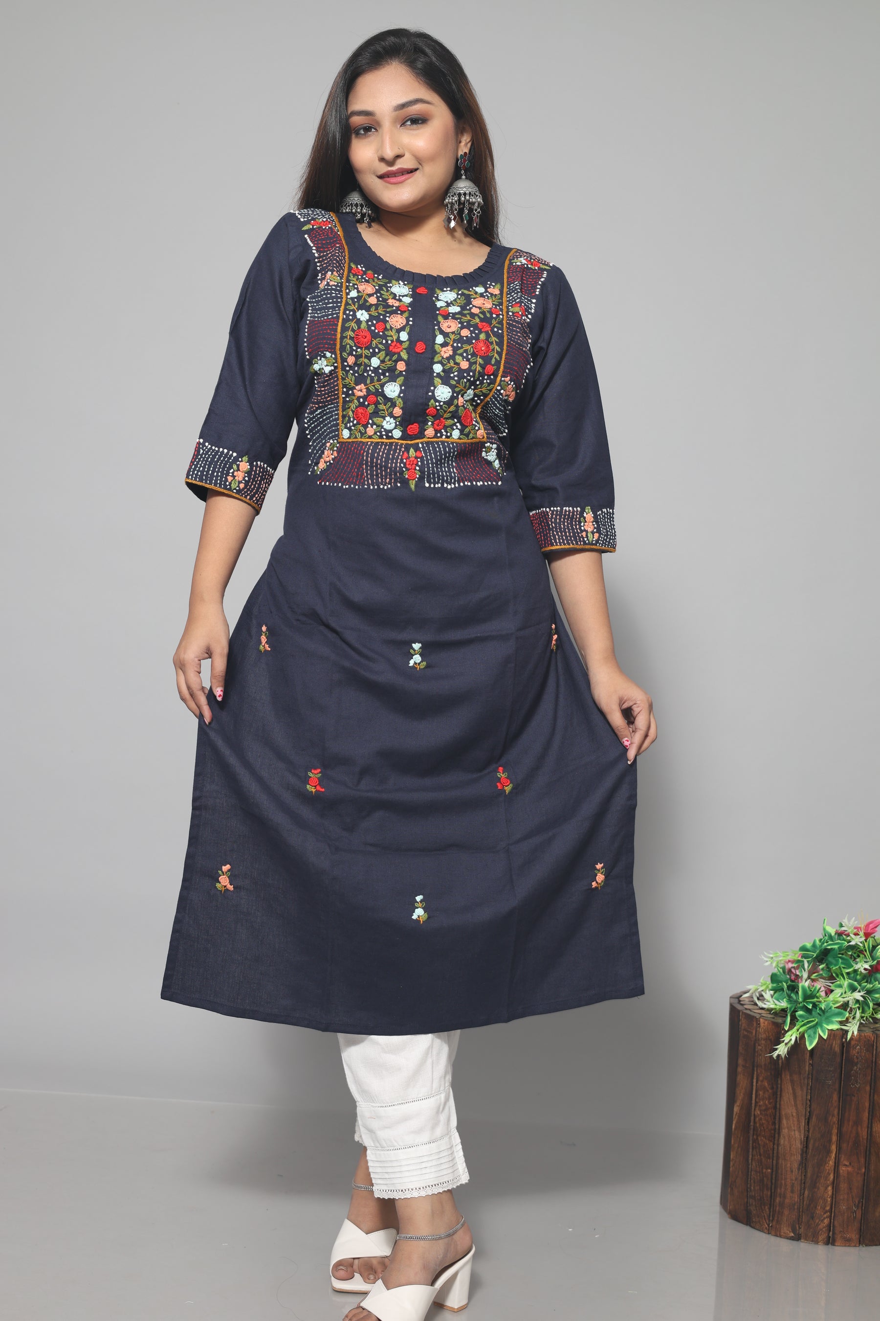 Traditional Long Cotton Kurtas & Tops for Women | Chicly – chicly